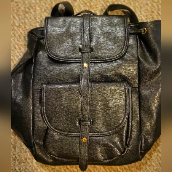 Bags | Small Black Leather Backpack | Poshmark